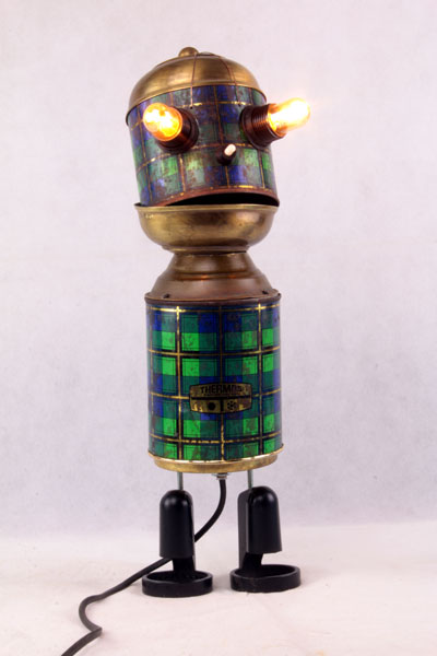 Personnage avec thermos vert. THERMER - ANGELE RIGUIDEL